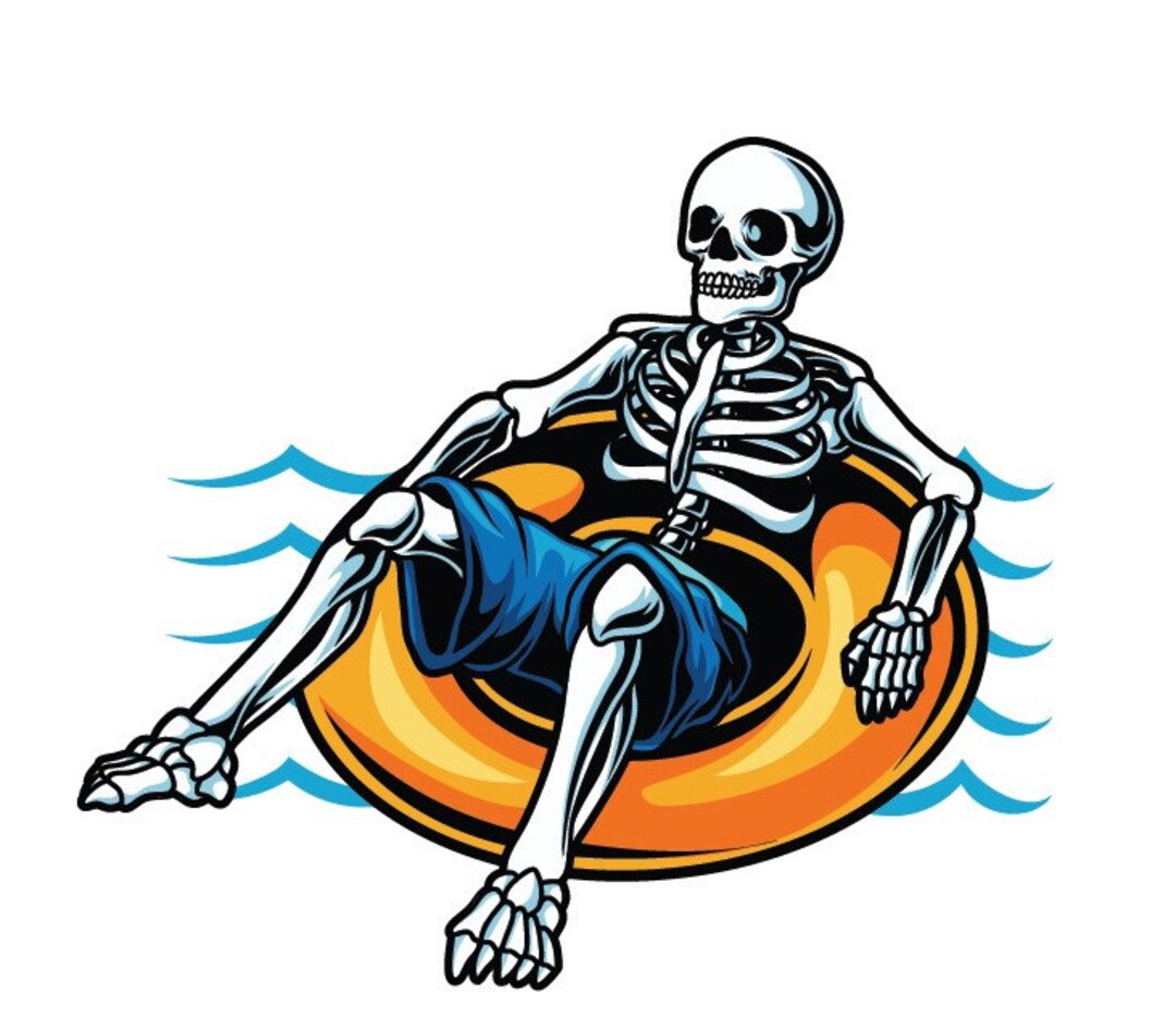 River Floater Skeleton Decal 3.5 X 3.5 - Etsy