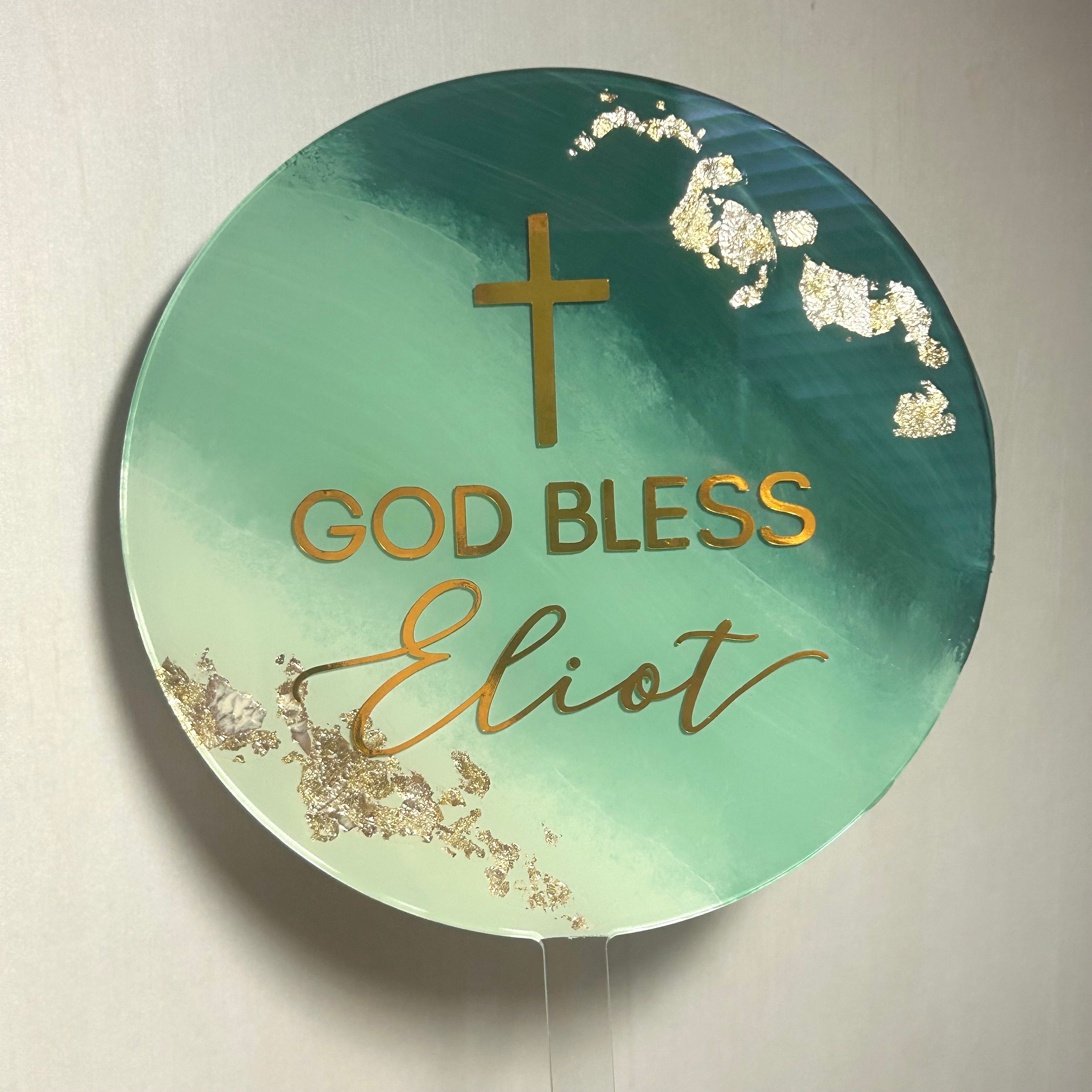 First Communion Cake Topper, Custom Acrylic With Gold Flakes ...