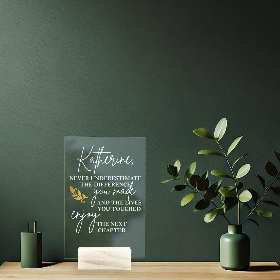 Personalized Acrylic Retirement Gift Sign With Wooden Stand - Etsy