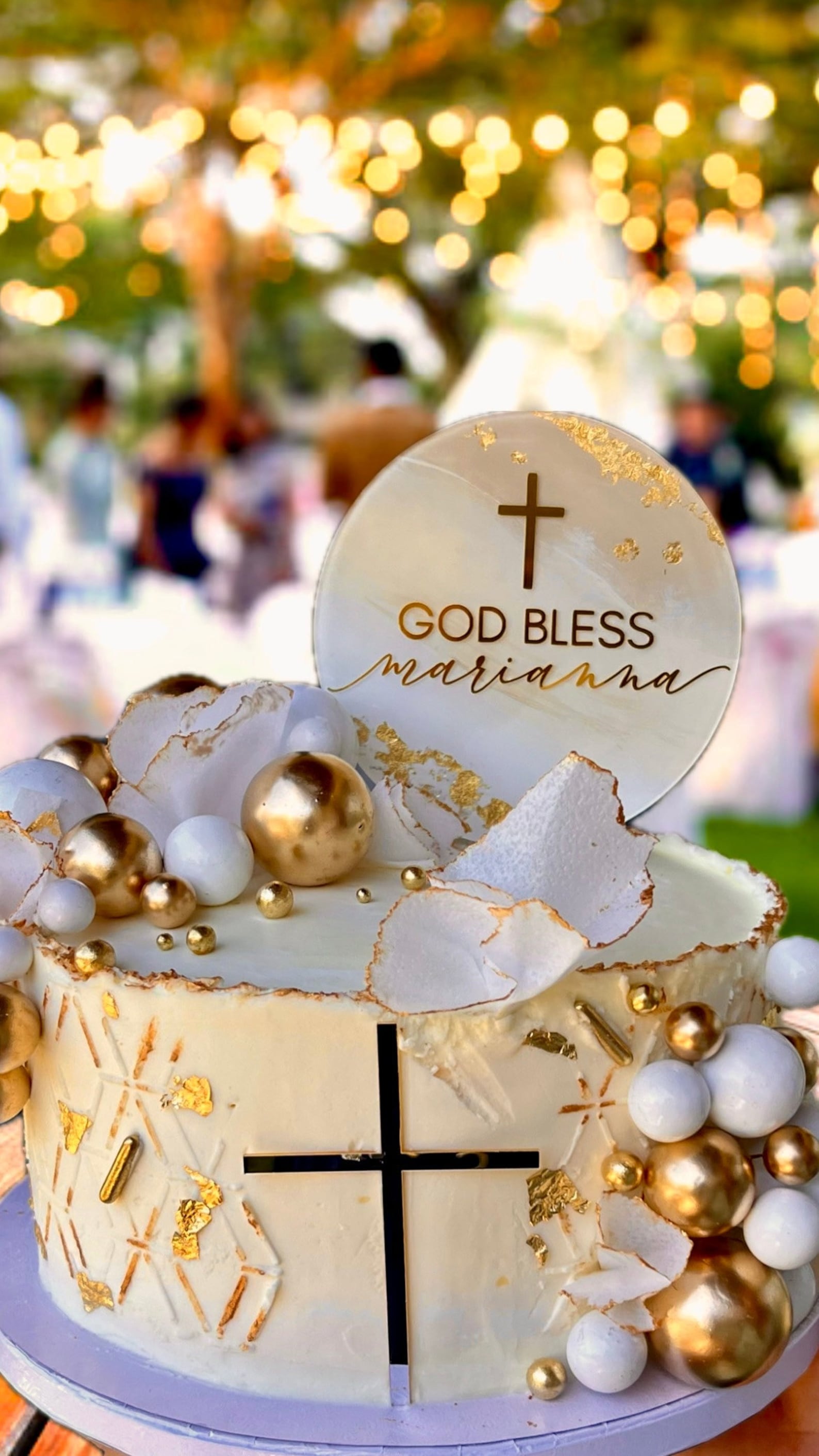 First Communion Cake Topper, Custom Acrylic With Gold Flakes ...