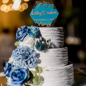 Custom Acrylic Cake Topper: Gold Flakes, 5-inch Hexagon - Etsy