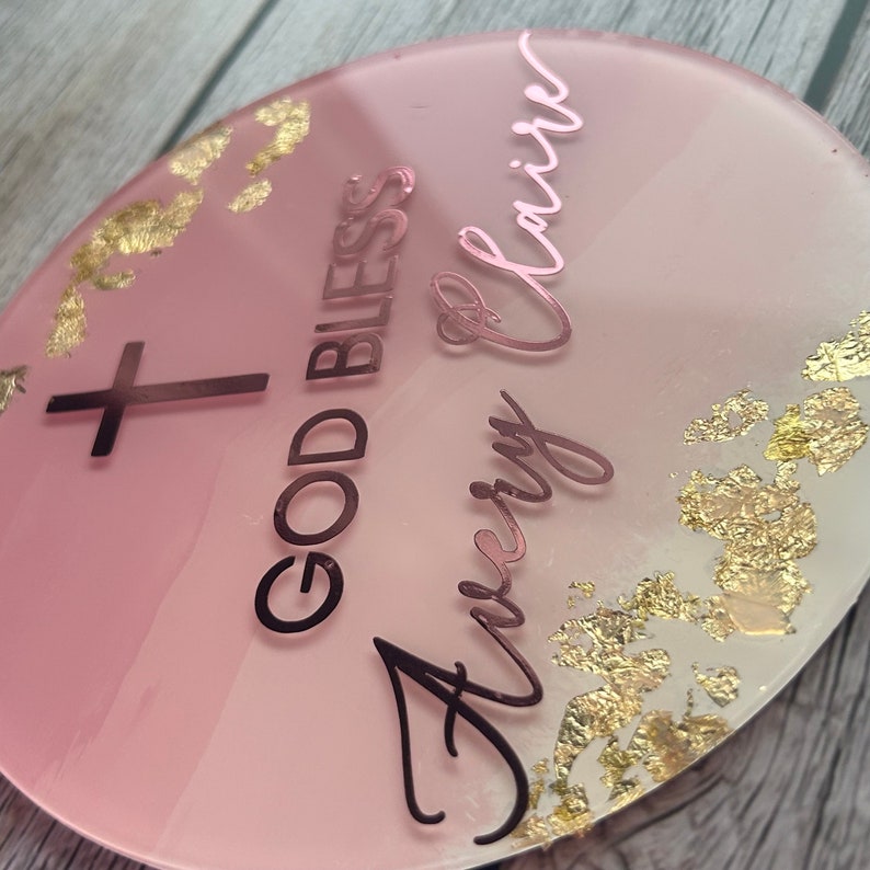First Communion Cake Topper, Custom Acrylic With Gold Flakes ...