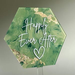 Birthday Cake Topper Acrylic Birthday Marbled Boho Chic 5 in Wide Gold ...