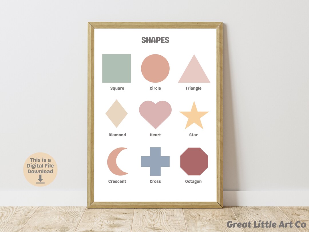 Shapes Poster Shapes Print Wall Art Print Kids Room Poster - Etsy