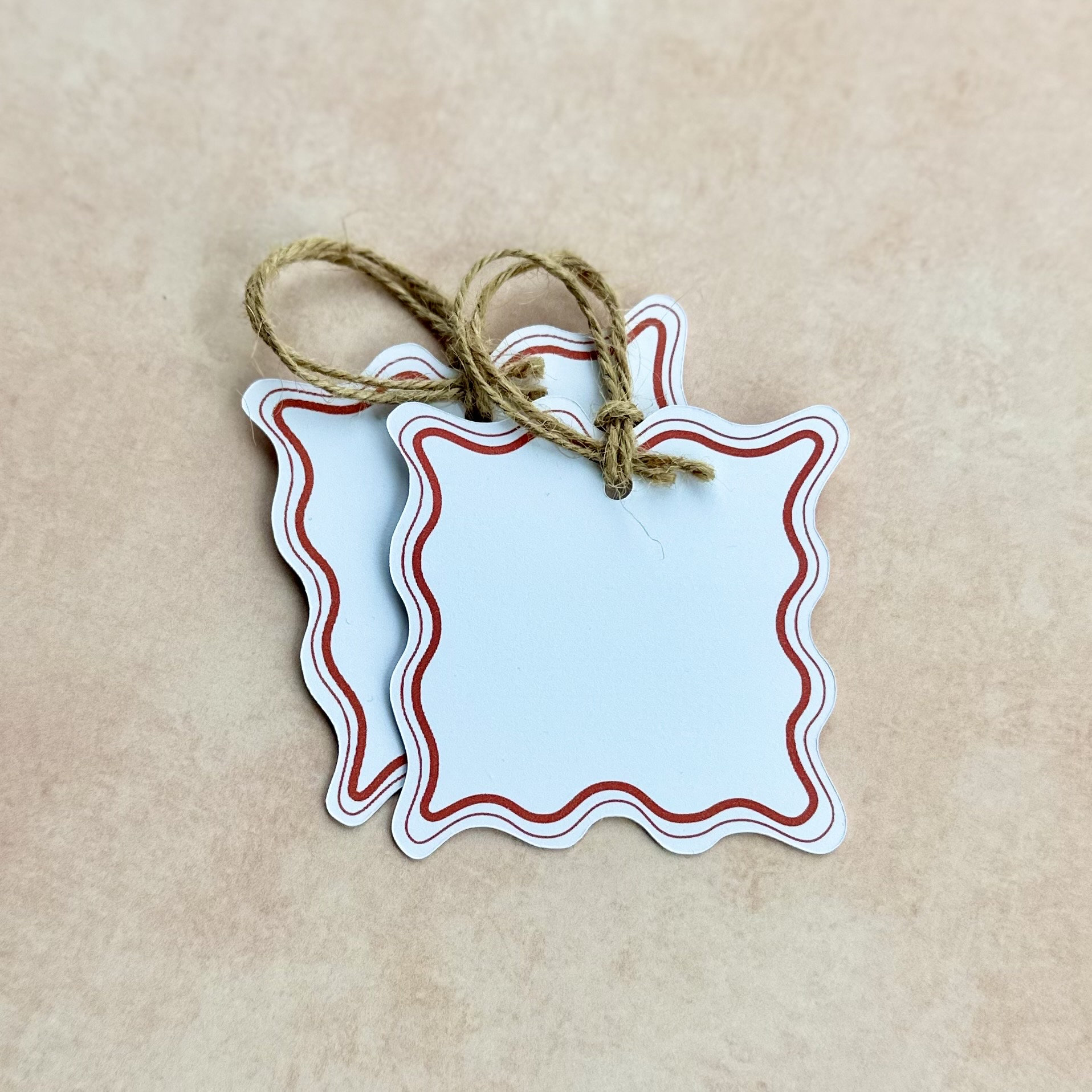 Unique Gift Tag Wavy Edge Tag Candy Cane Favor Tag Red Border Gift Tag ...