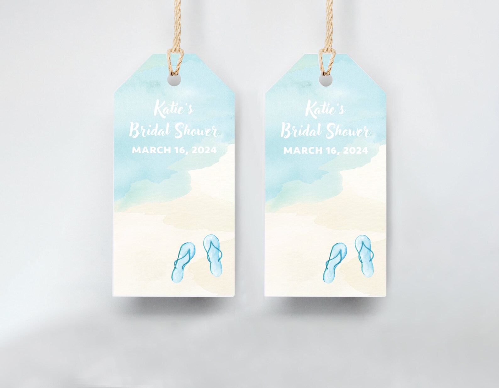 Beach Bridal Shower Favor Tags – Watercolor Flip Flops - Set of 6 - Etsy