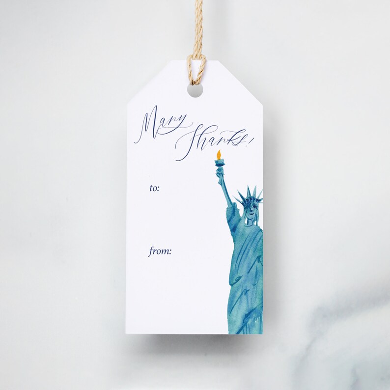 Watercolor Statue of Liberty Gift Tags, NYC, Thank You Notes - Set of 6 ...