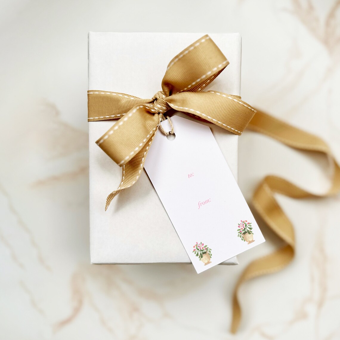 Gift Tag Pink Flowers Tag Floral to From Gift Tag Watercolor Spring ...