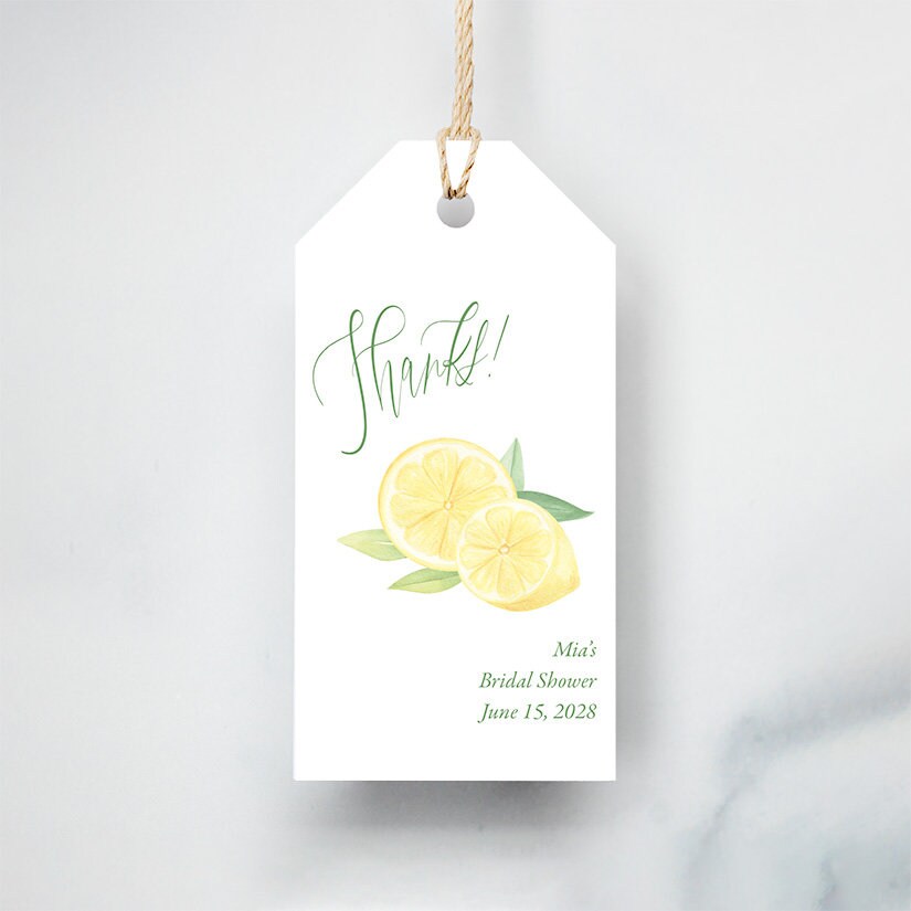 Lemon Favor Tag Amalfi Theme Bridal Shower Customizable Favor Tag Lemon ...