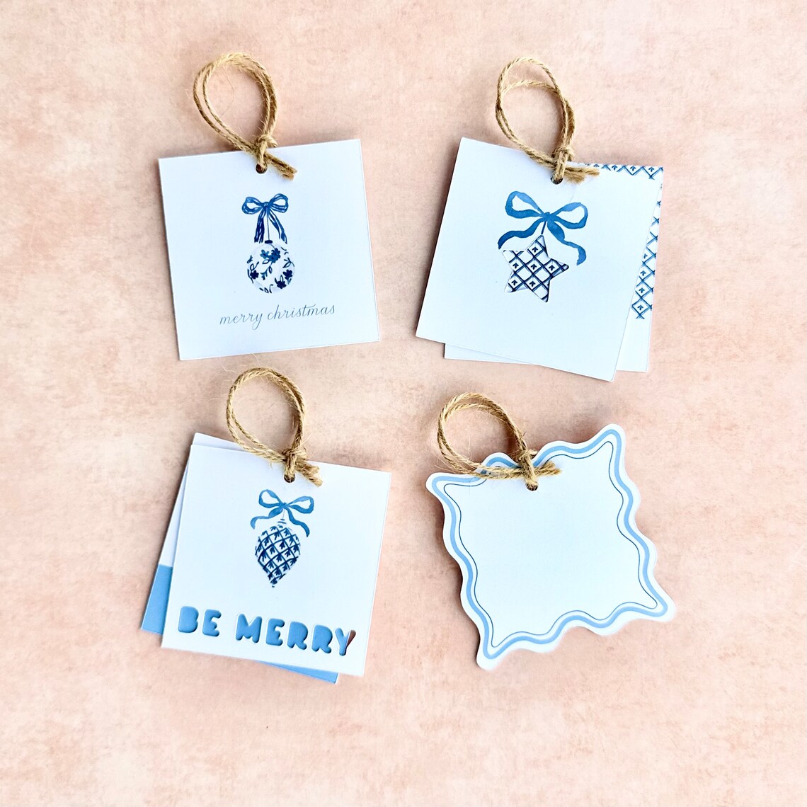 Blue Watercolor Christmas Gift Tag Variety Pack Christmas - Etsy