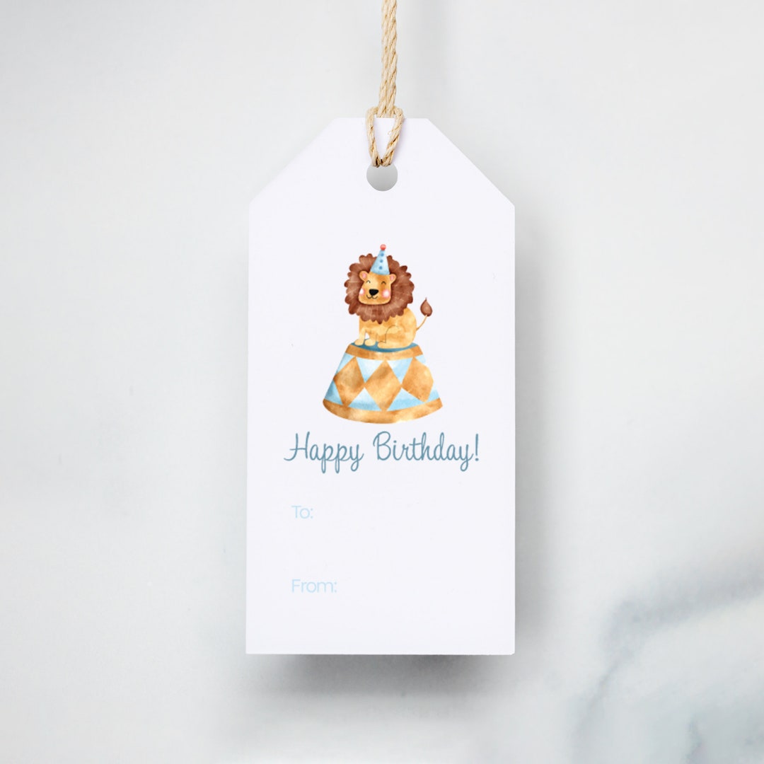 Watercolor Lion Birthday Gift Tags, 1st Birthday - Set of 6 - Etsy
