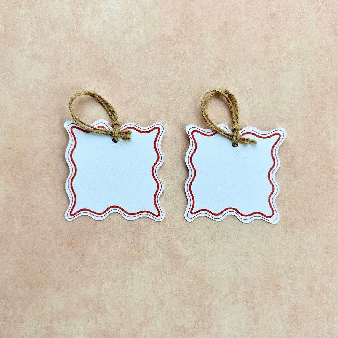 Unique Gift Tag Wavy Edge Tag Candy Cane Favor Tag Red Border Gift Tag ...