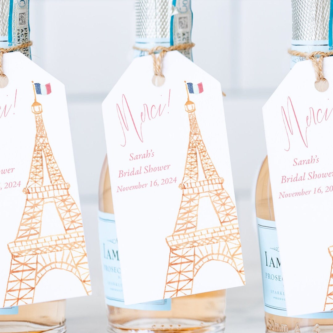 Eiffel Tower Favor Tag Paris Theme Bridal Shower Customizable Favor Tag ...