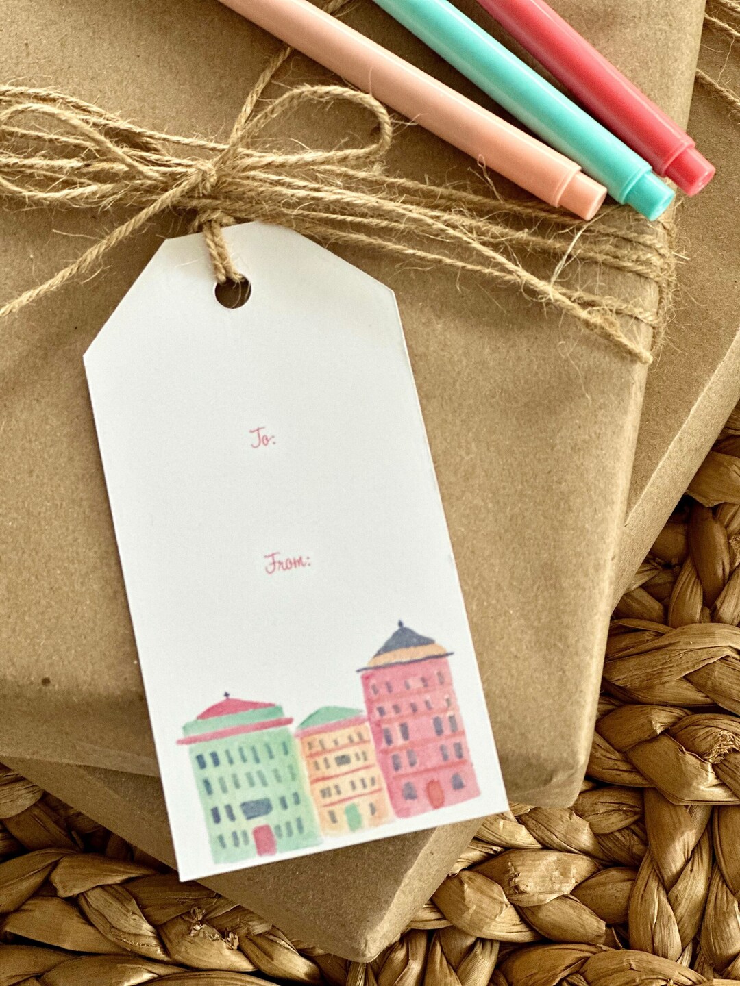 Gift Tag for Her Gift Tag Watercolor Pink Gift Tag to From Spring ...