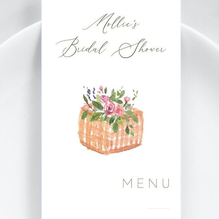 Menu Bridal Shower Floral Menu Card Wedding Shower Menu Cards Printed ...