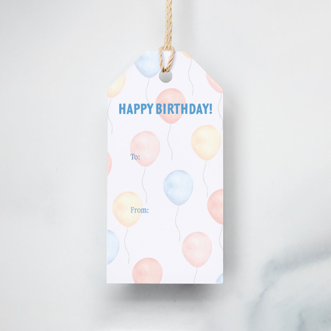 Gift Tag Balloon Theme Tag Birthday Favor Tag First Birthday Gift Tags ...
