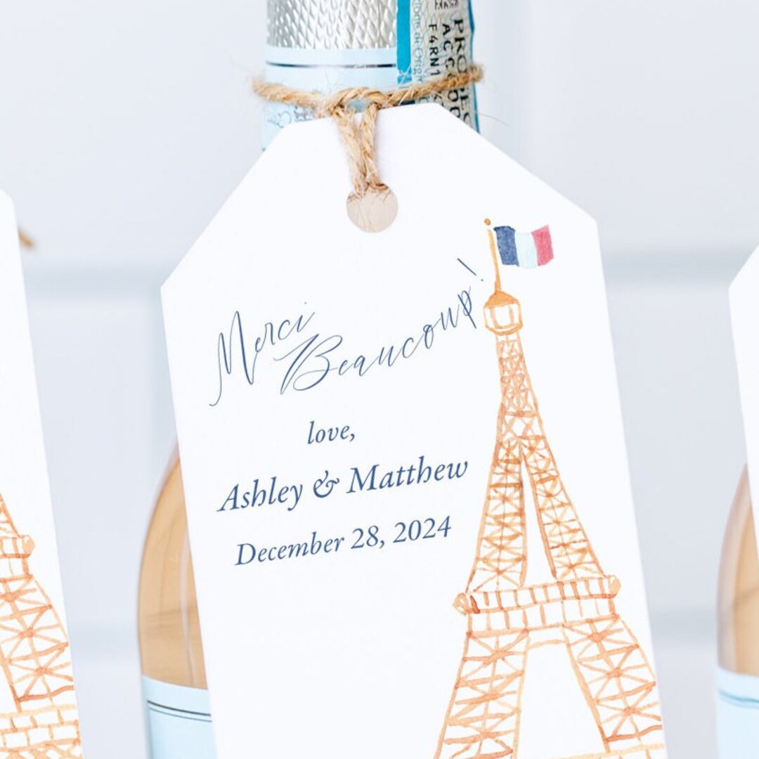 Favor Tag Paris Wedding Favor Customizable Favor Tag French Gift Tag ...