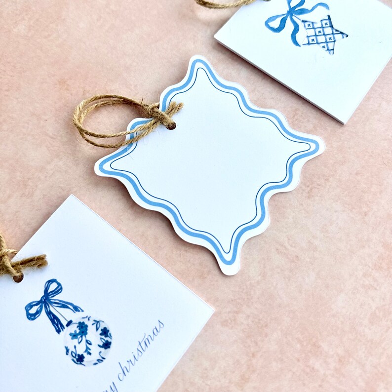 Blue Watercolor Christmas Gift Tag Variety Pack Christmas Party Favor ...