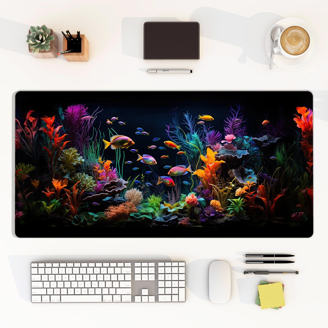 Aquarium Desk Mat, Large Tropical Fish Gaming Mouse Pad, Fish Mousepad ...