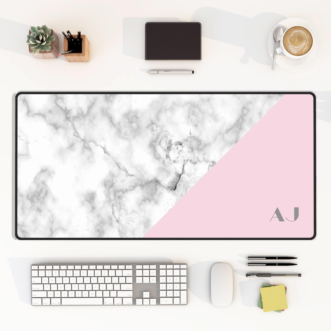 Customized Marble Desk Mat, Large Marble Pink Dip Gaming Mouse Pad ...