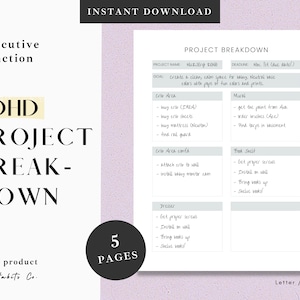 ADHD Project Breakdown Tasks and Sub Tasks | List for Executive ...