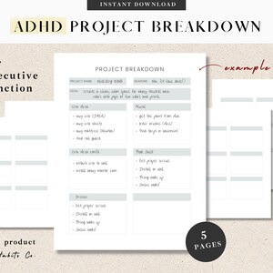 ADHD Project Breakdown Tasks and Sub Tasks | List for Executive ...