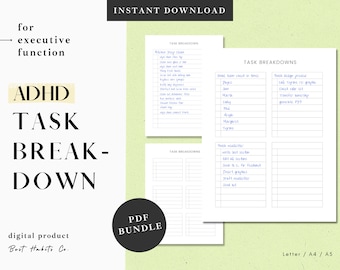 ADHD Project Breakdown Tasks and Sub Tasks List for Executive Function ...