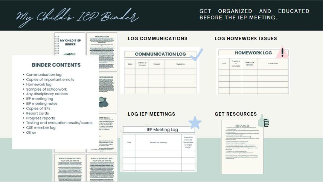 Printable IEP Binder Template, IEP Meeting Tracker, Parent ...