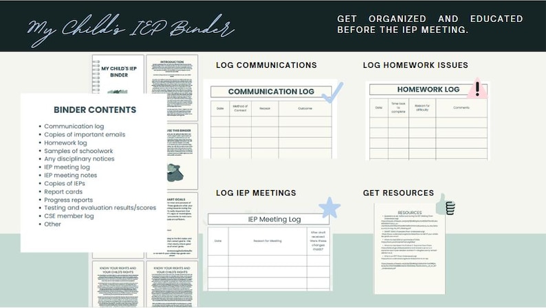 Printable IEP Binder Template, IEP Meeting Tracker, Parent ...