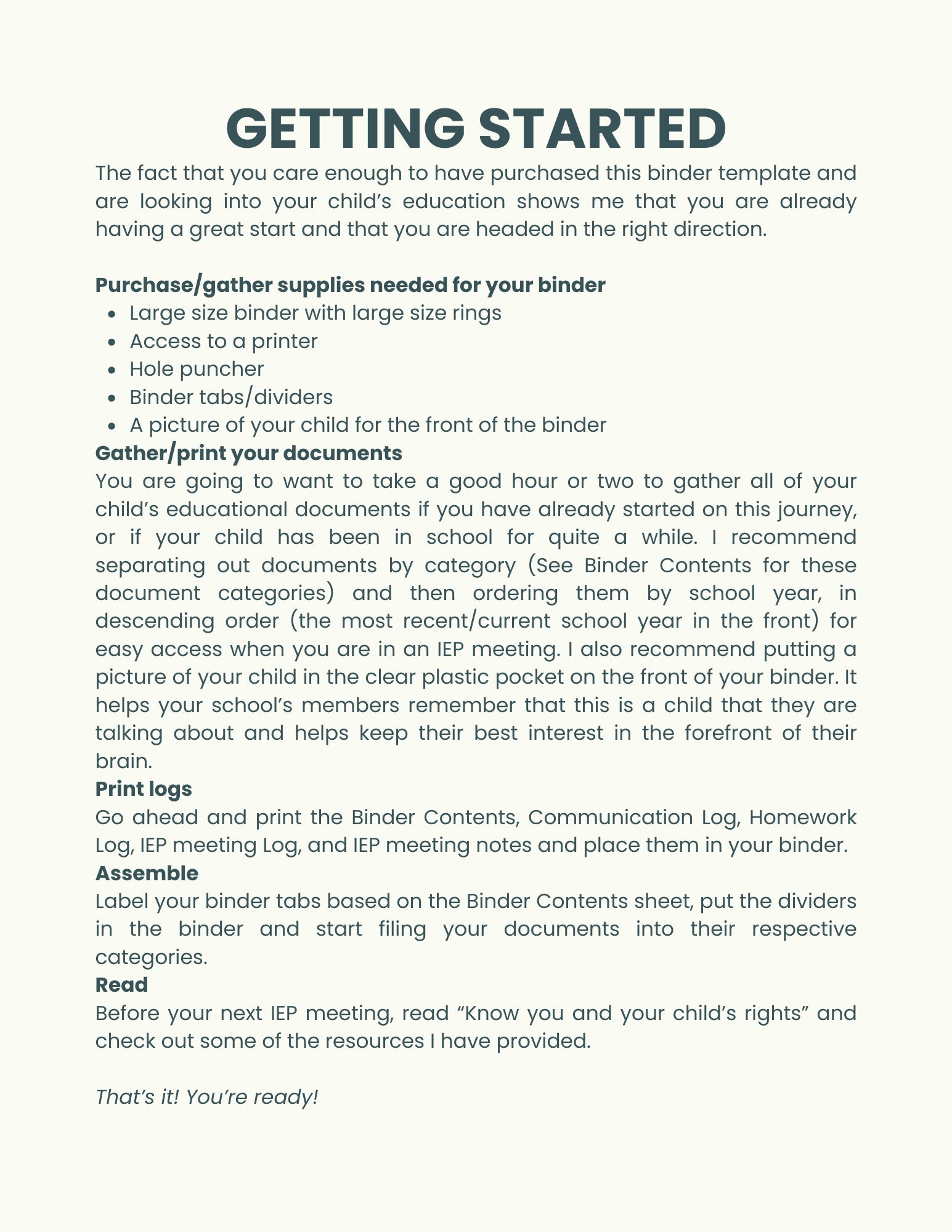 Printable IEP Binder Template, IEP Meeting Tracker, Parent ...