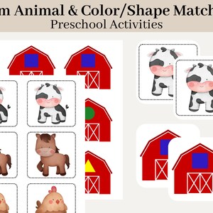 Farm Themed Memory Game, Animal Matching, Shape Matching, Color ...