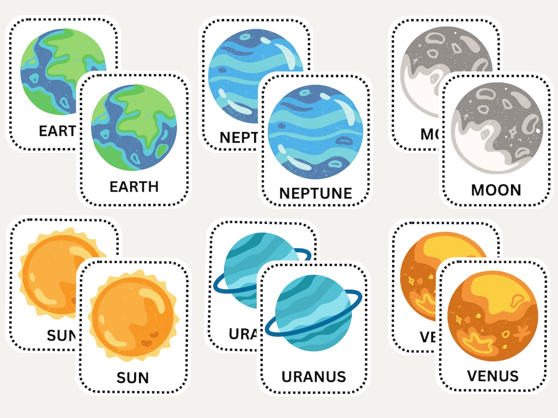 Space Memory Card Game, Educational Game, Kid Game, Homeschool ...