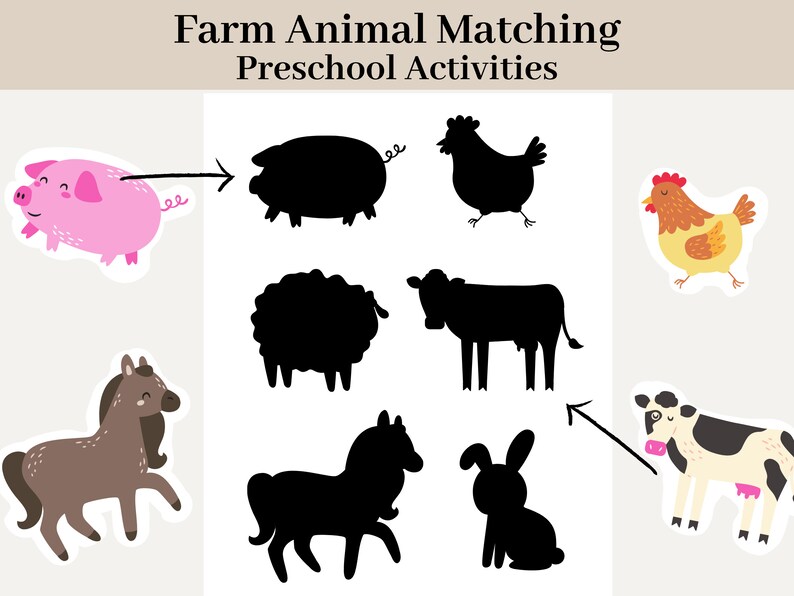 Farm Animal Matching Activity, Toddler Activity, Preschool Activity ...
