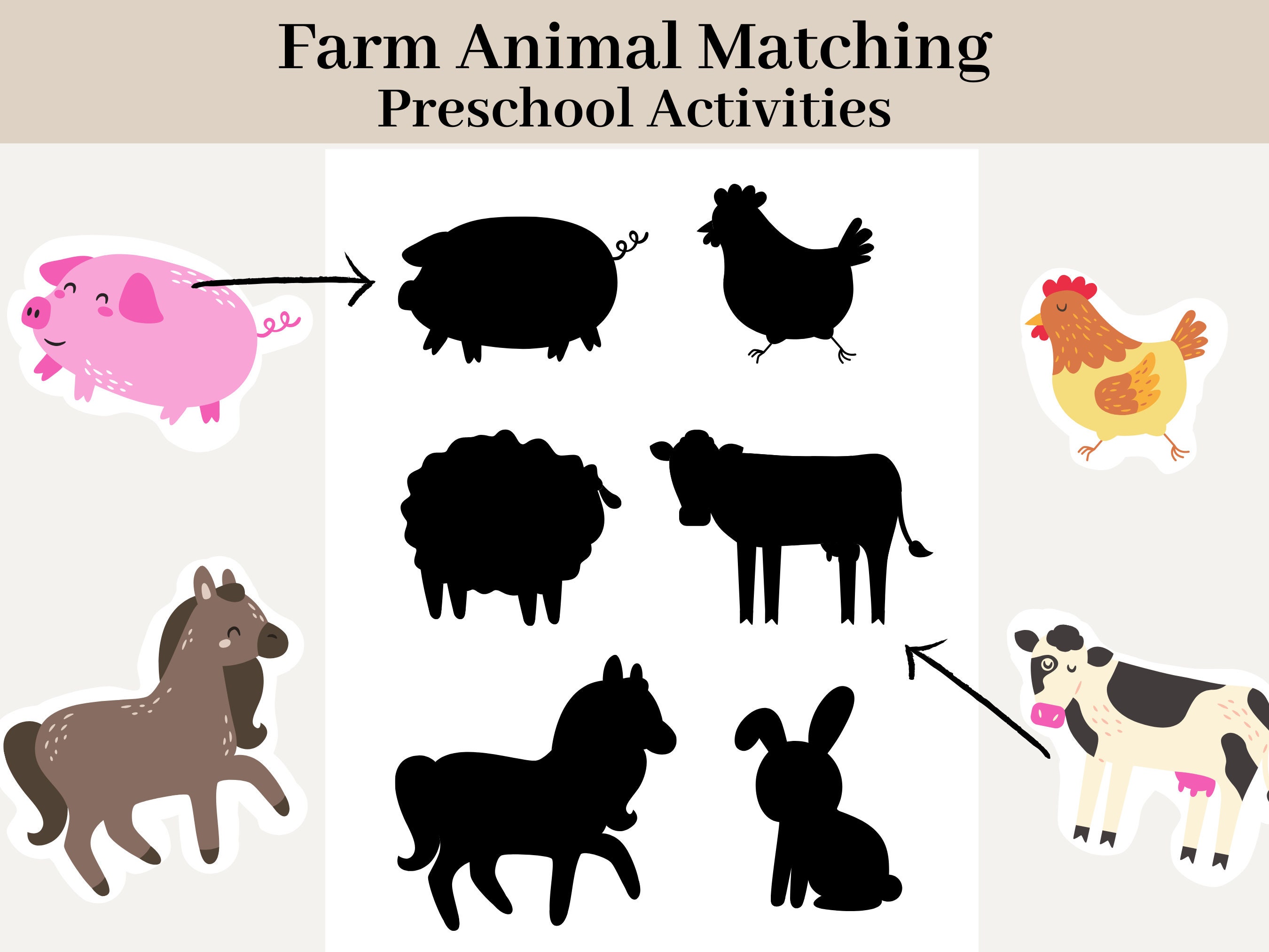 Farm Animal Matching Activity, Toddler Activity, Preschool Activity ...