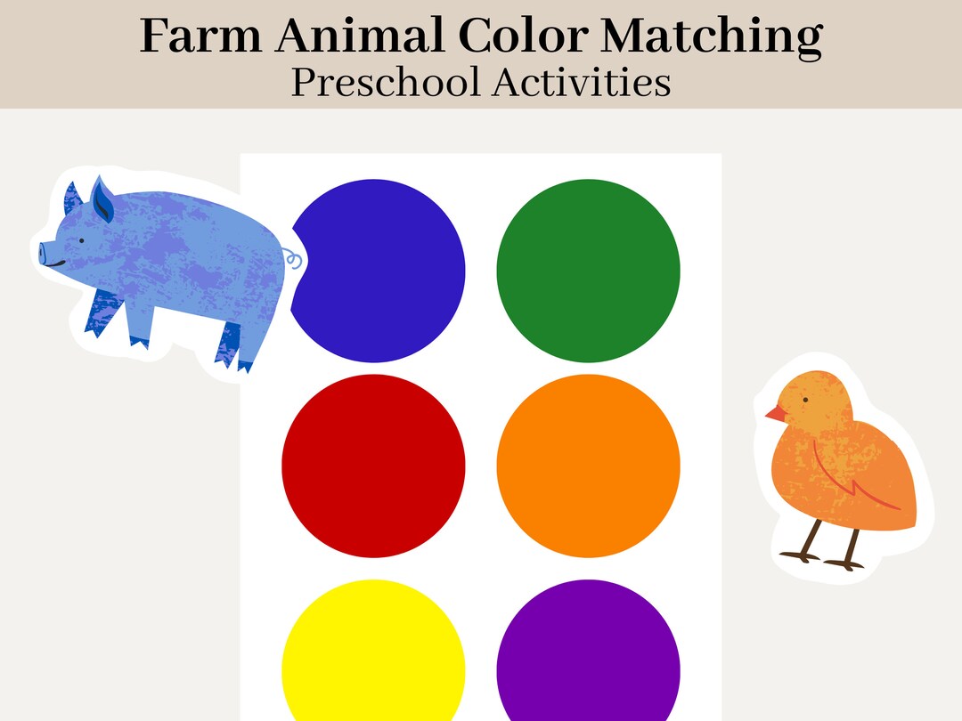 Farm Animal Color Matching, Toddler Activities, Homeschool Materials ...