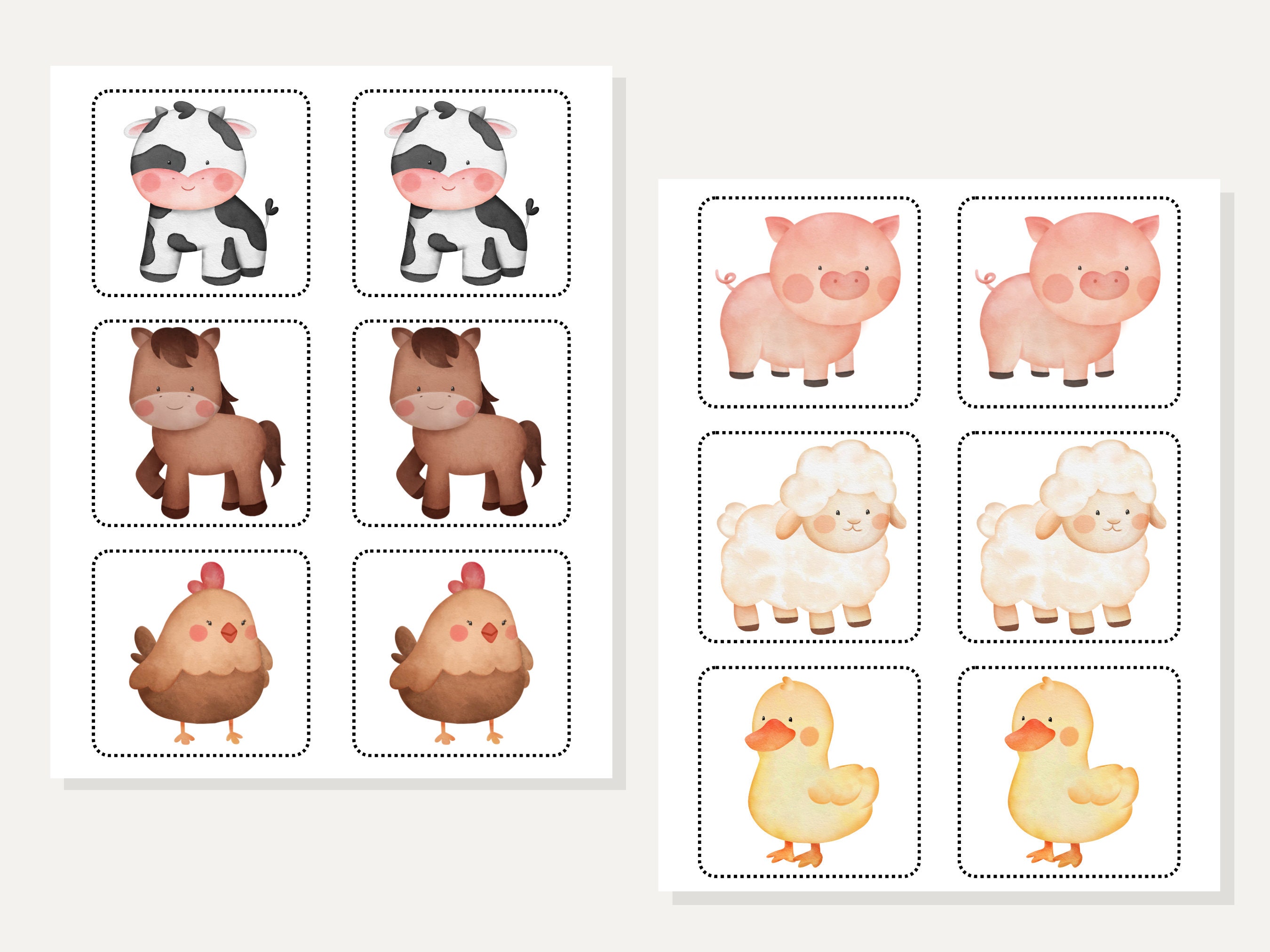 Farm Themed Memory Game, Animal Matching, Shape Matching, Color ...