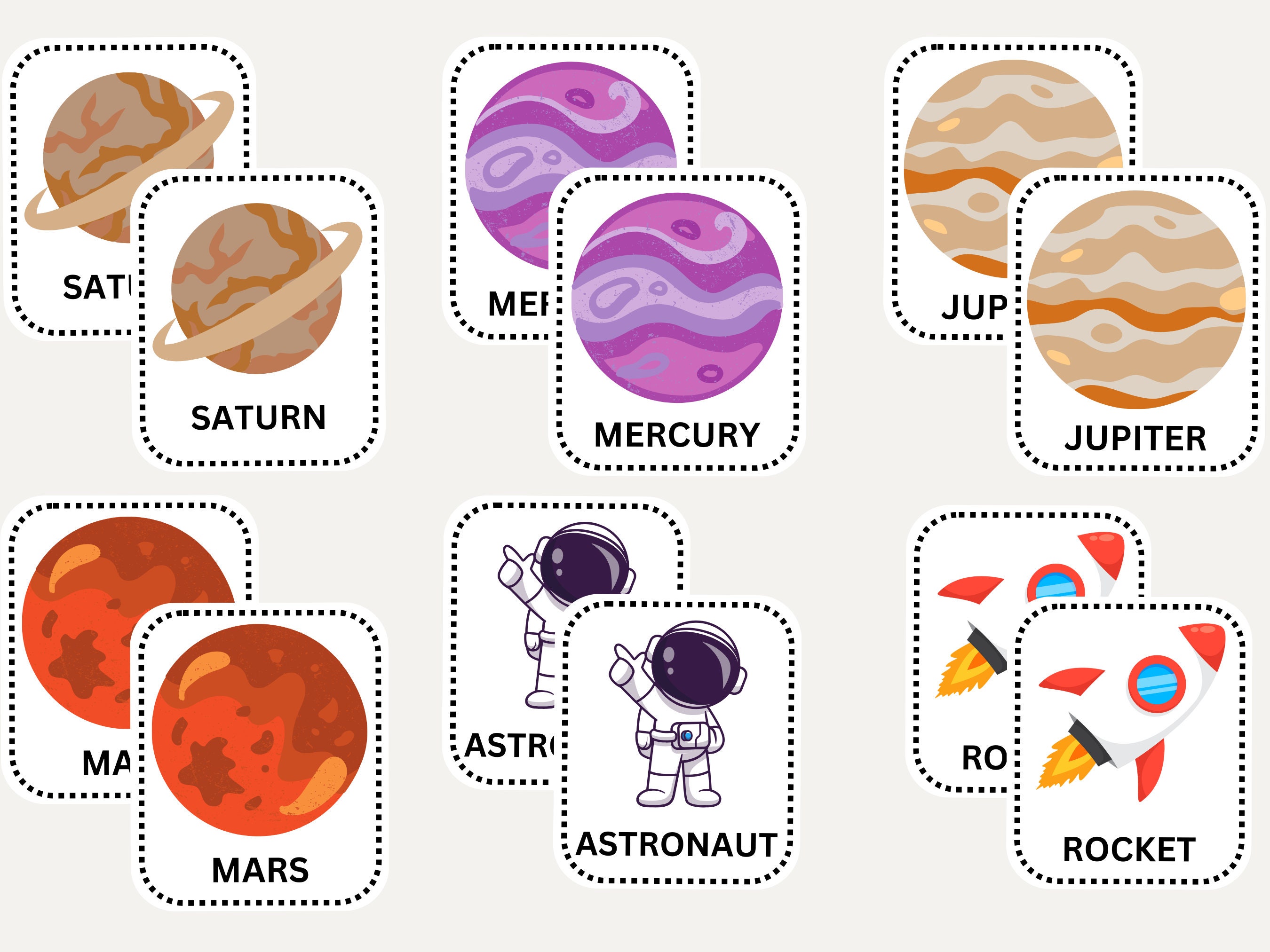 Space Memory Card Game, Educational Game, Kid Game, Homeschool ...