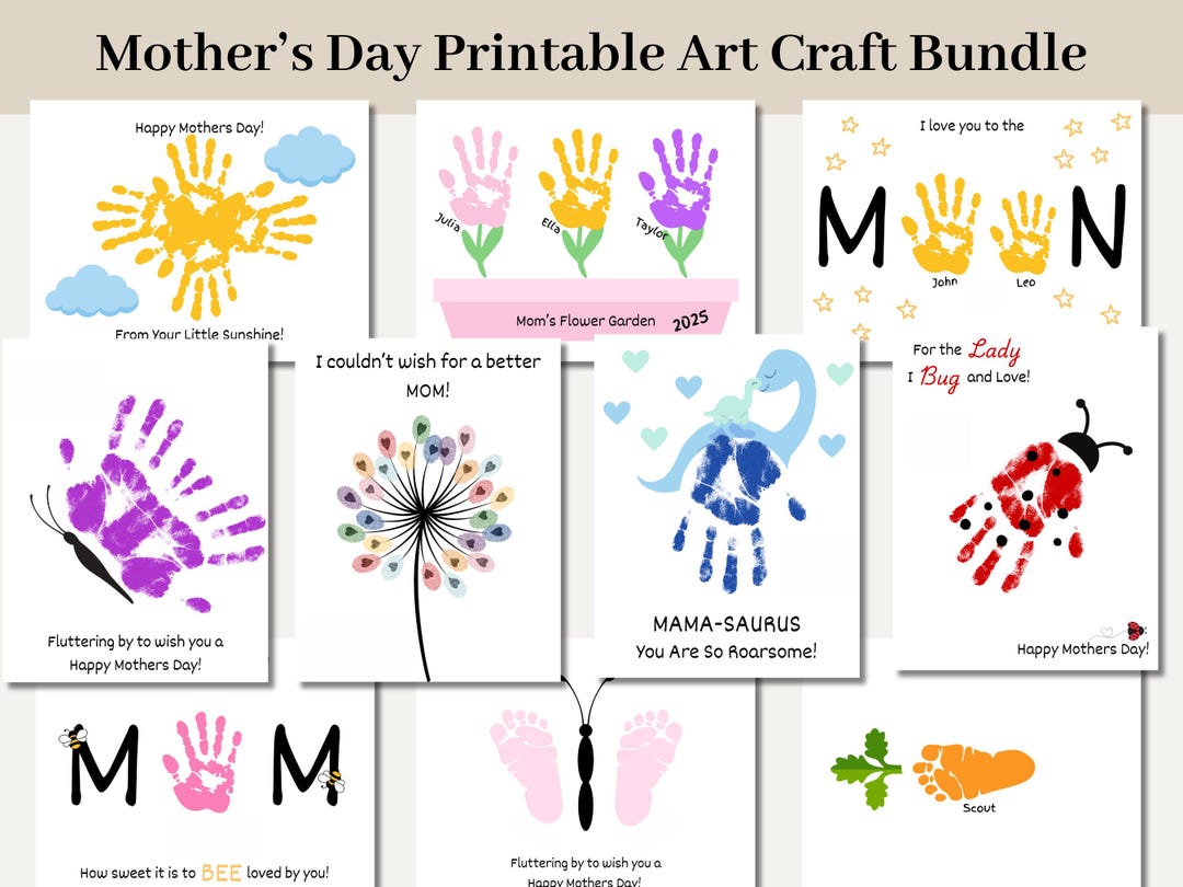 Mother's Day Handprint Art Bundle | Personalized Baby Footprint Gift ...