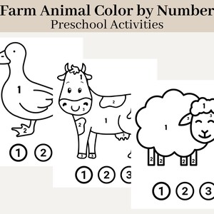 Farm Animal Color by Number, Color by Number, Farm Animal Activities ...
