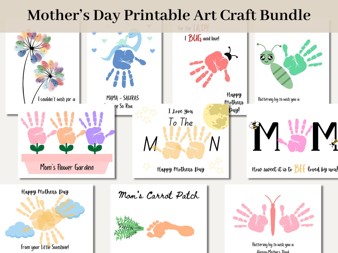 Mothers Day Handprint Art, Mothers Day Footprint Art, Printable Craft ...