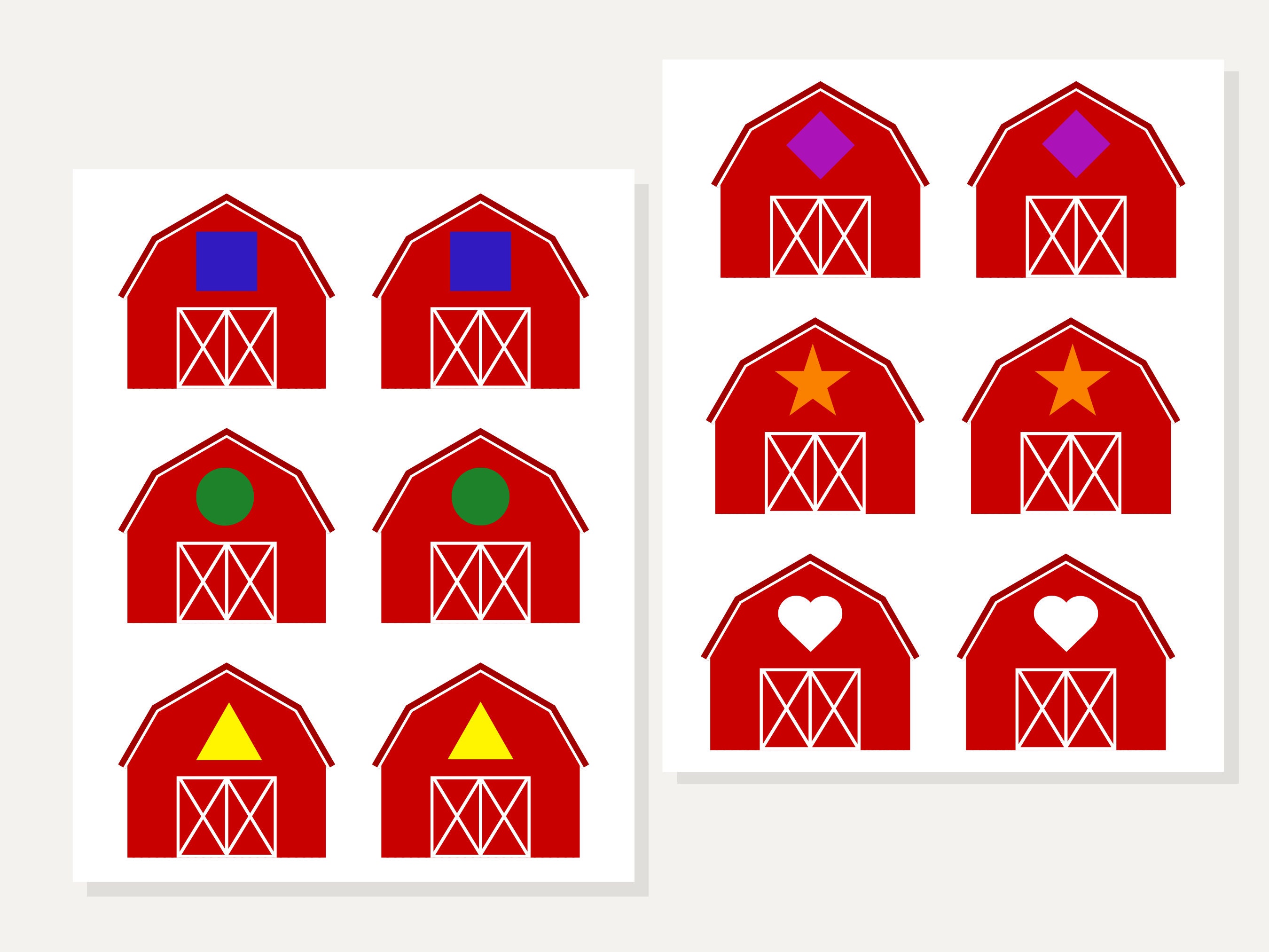 Farm Themed Memory Game, Animal Matching, Shape Matching, Color ...