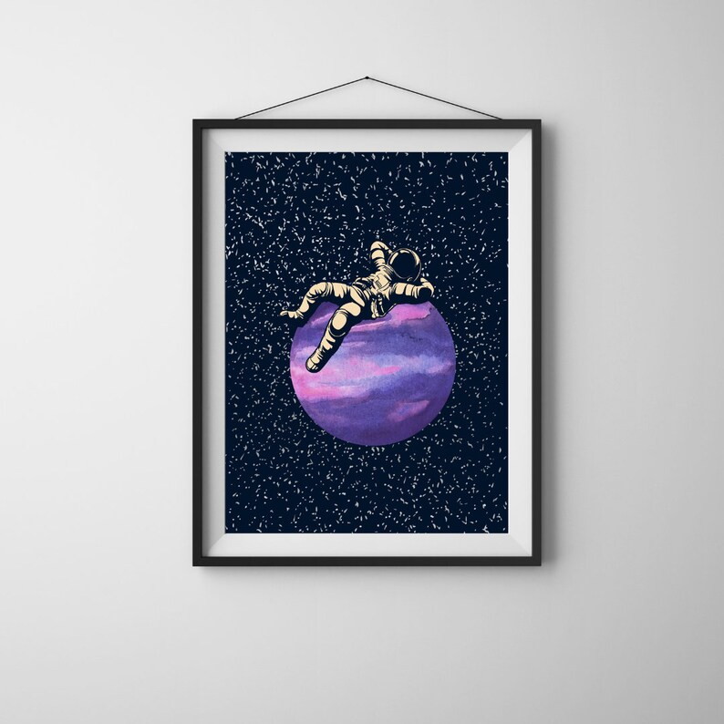 Astronaut Chilling in Space, Digital Art Print - Etsy