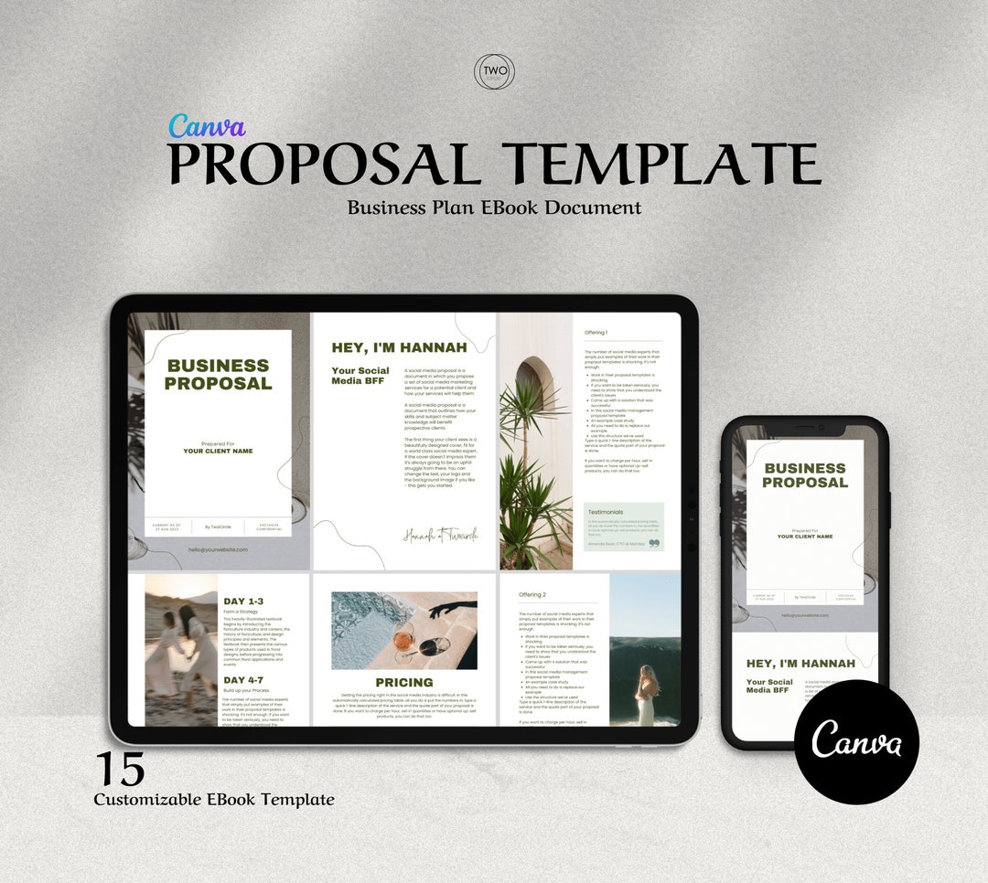 Editable Business Plan Ebook Template in Canva 15 Project Plan Pages ...