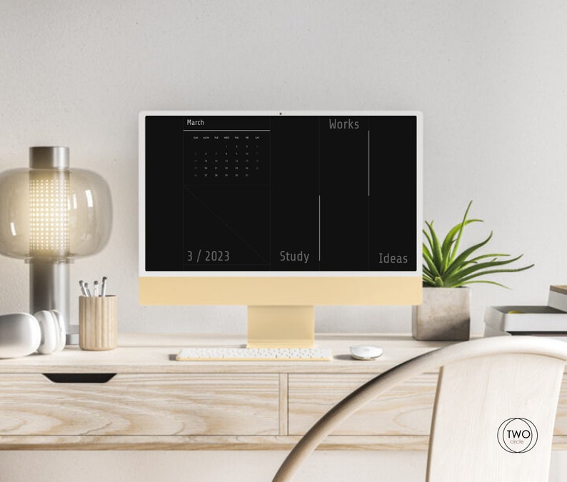 2023 Black Desktop Wallpaper Organizer With Calendar View January to ...