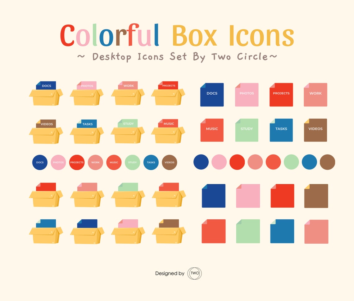 Folders in A BOX Box Icons for Desktop and Instagram Highlights Vibrant ...