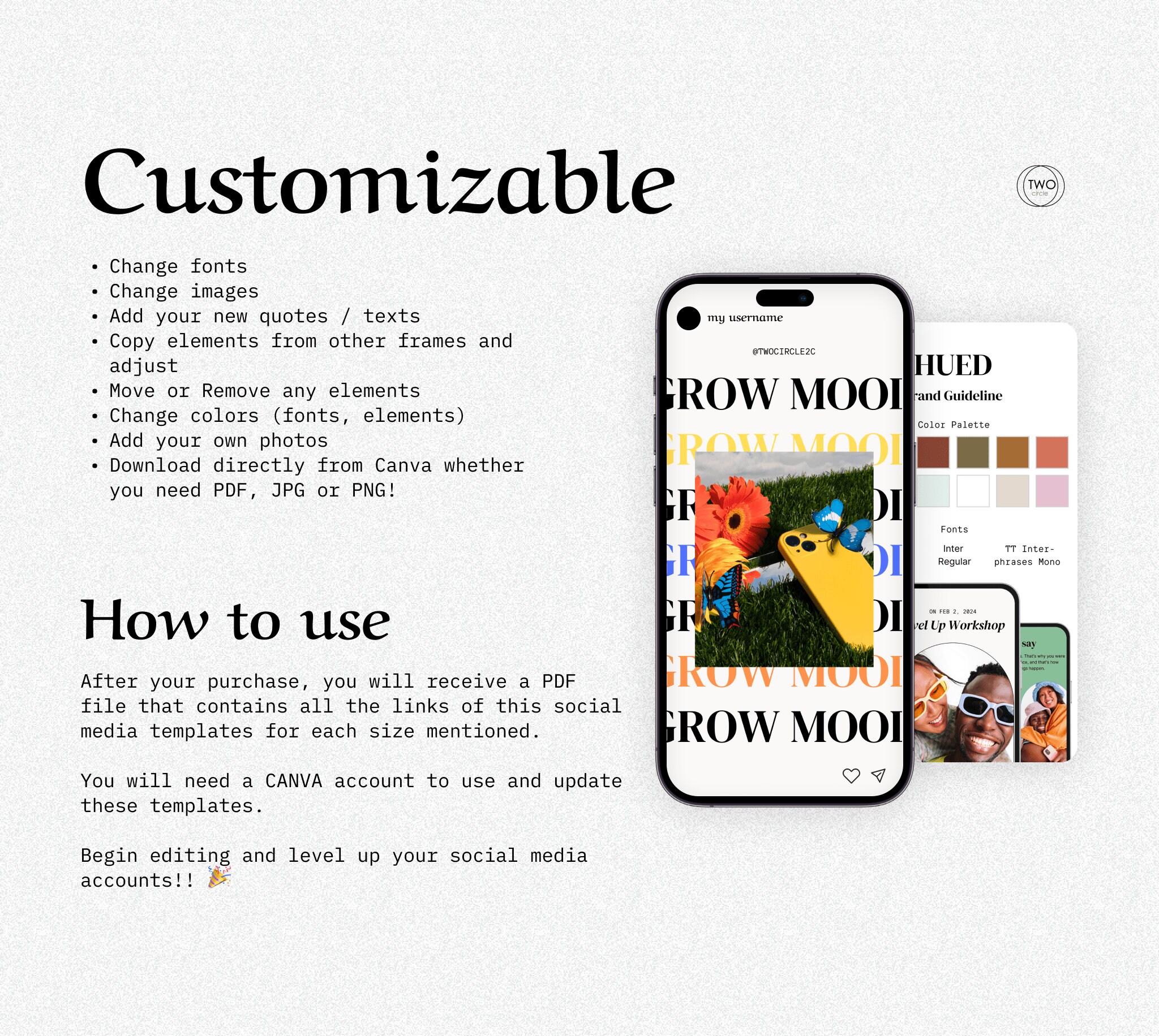 Canva Instagram Post Story Templates Colorful Bright Hued Social Media ...