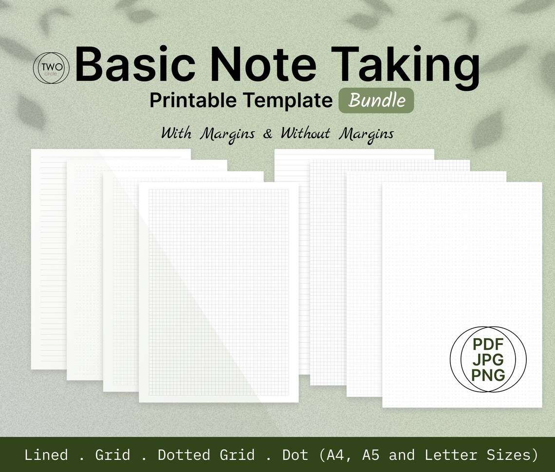 Note Taking Templates Printable Paper Daily Essential Basic - Etsy
