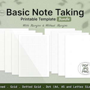 Note Taking Templates Printable Paper Daily Essential Basic Bundle With ...