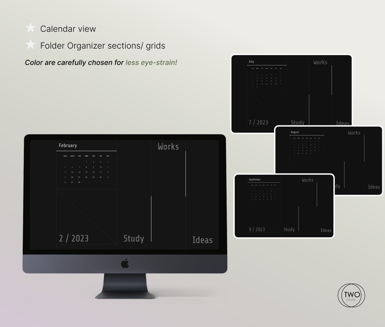 2023 Black Desktop Wallpaper Organizer With Calendar View January to ...
