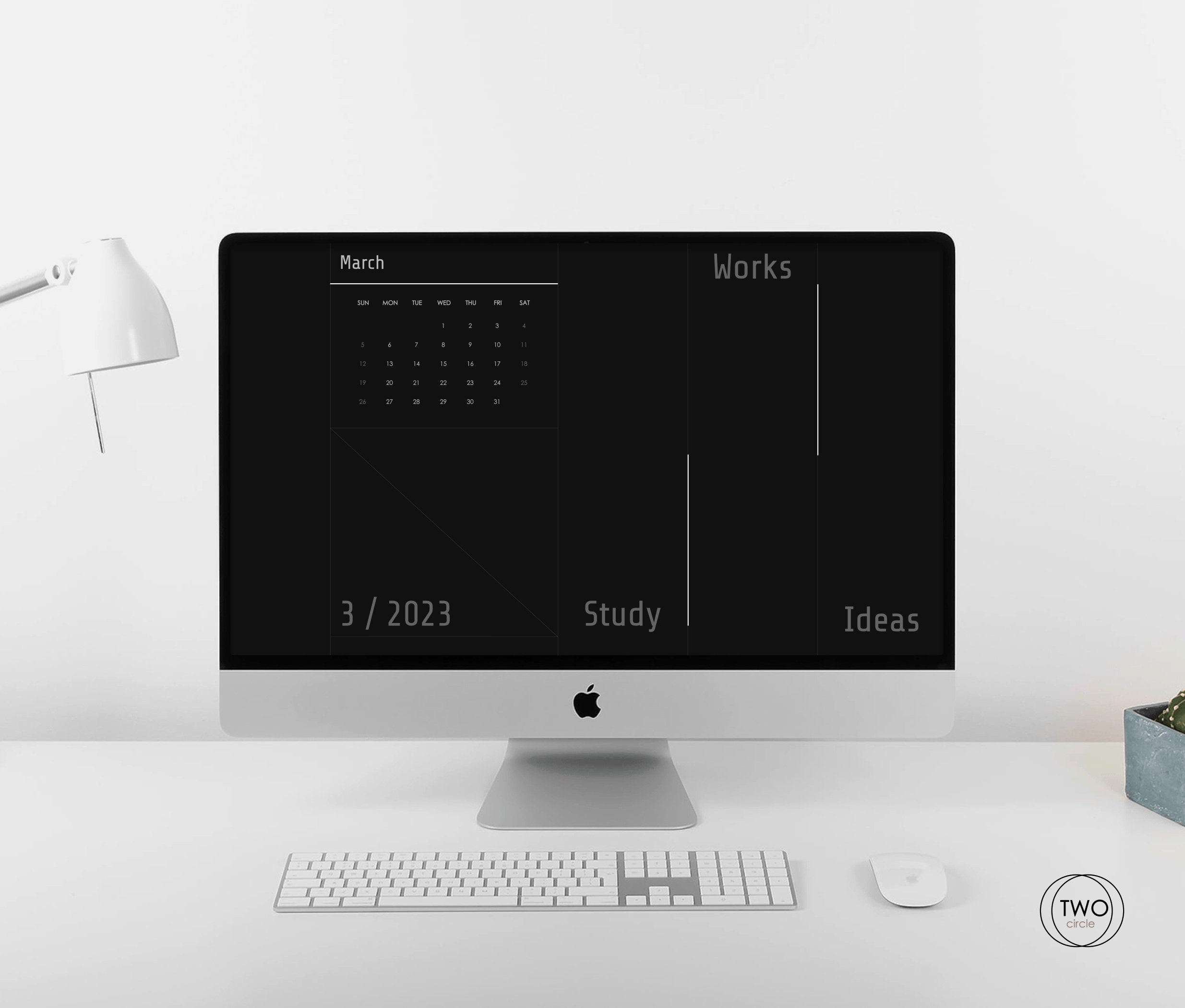 2023 Black Desktop Wallpaper Organizer With Calendar View January to ...